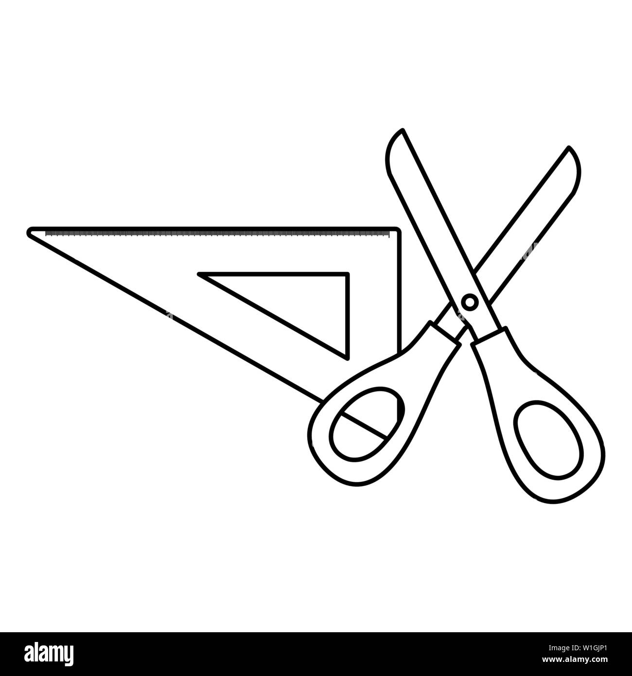 scissor school supply with rule vector illustration design Stock Vector ...