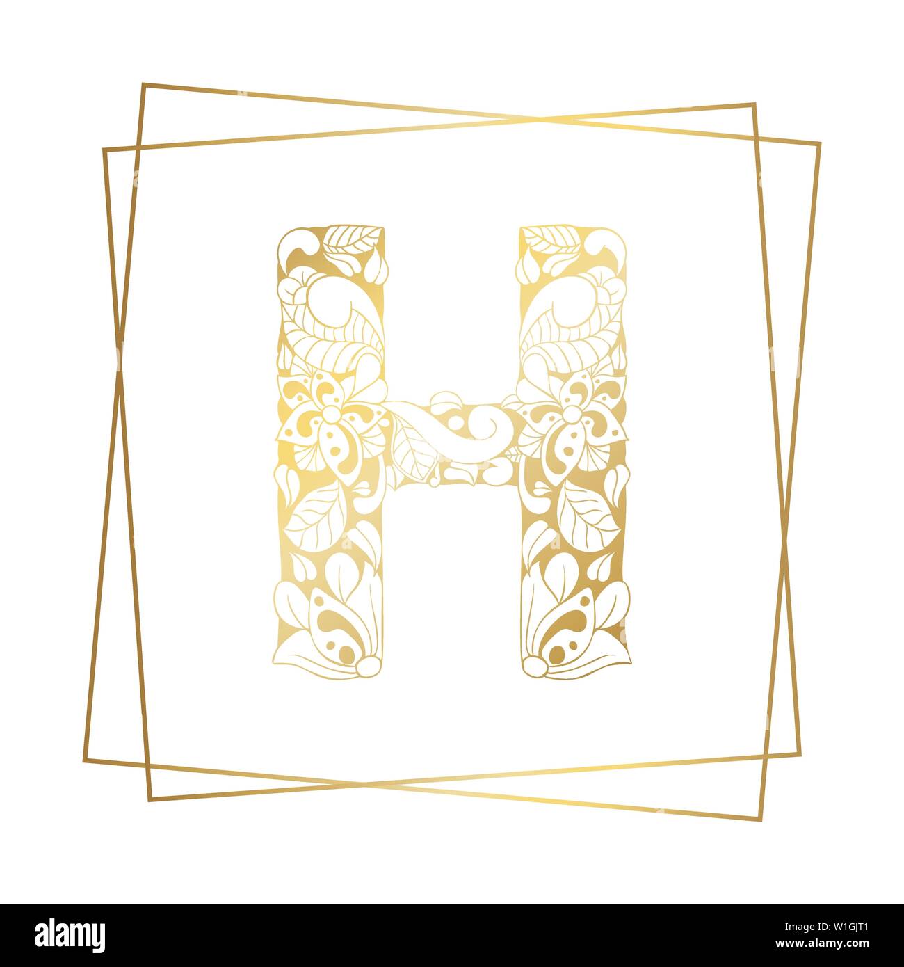 Floral font letter h hi-res stock photography and images - Alamy