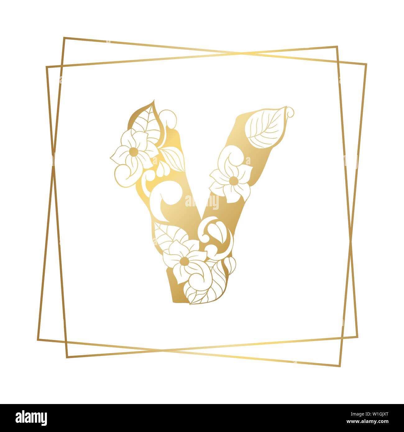 Floral font letter v hi-res stock photography and images - Alamy