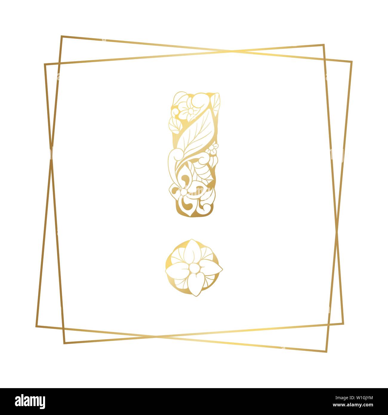 Golden and White Floral Ornamental Alphabet, Initial Exclamation Mark ...