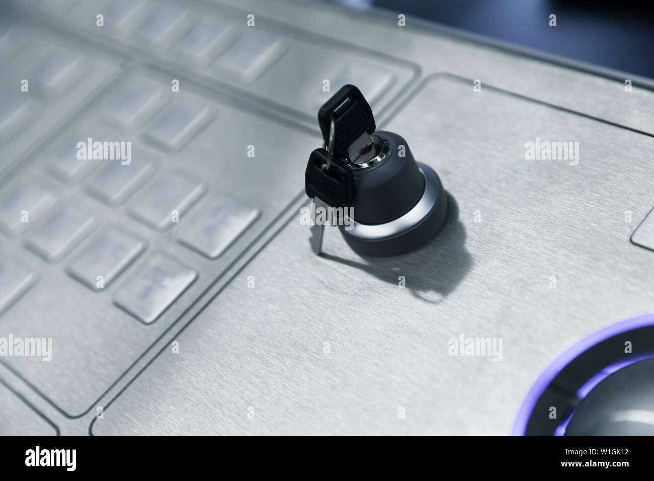 Industrial keyboard made of stainless steel with security lock key ...