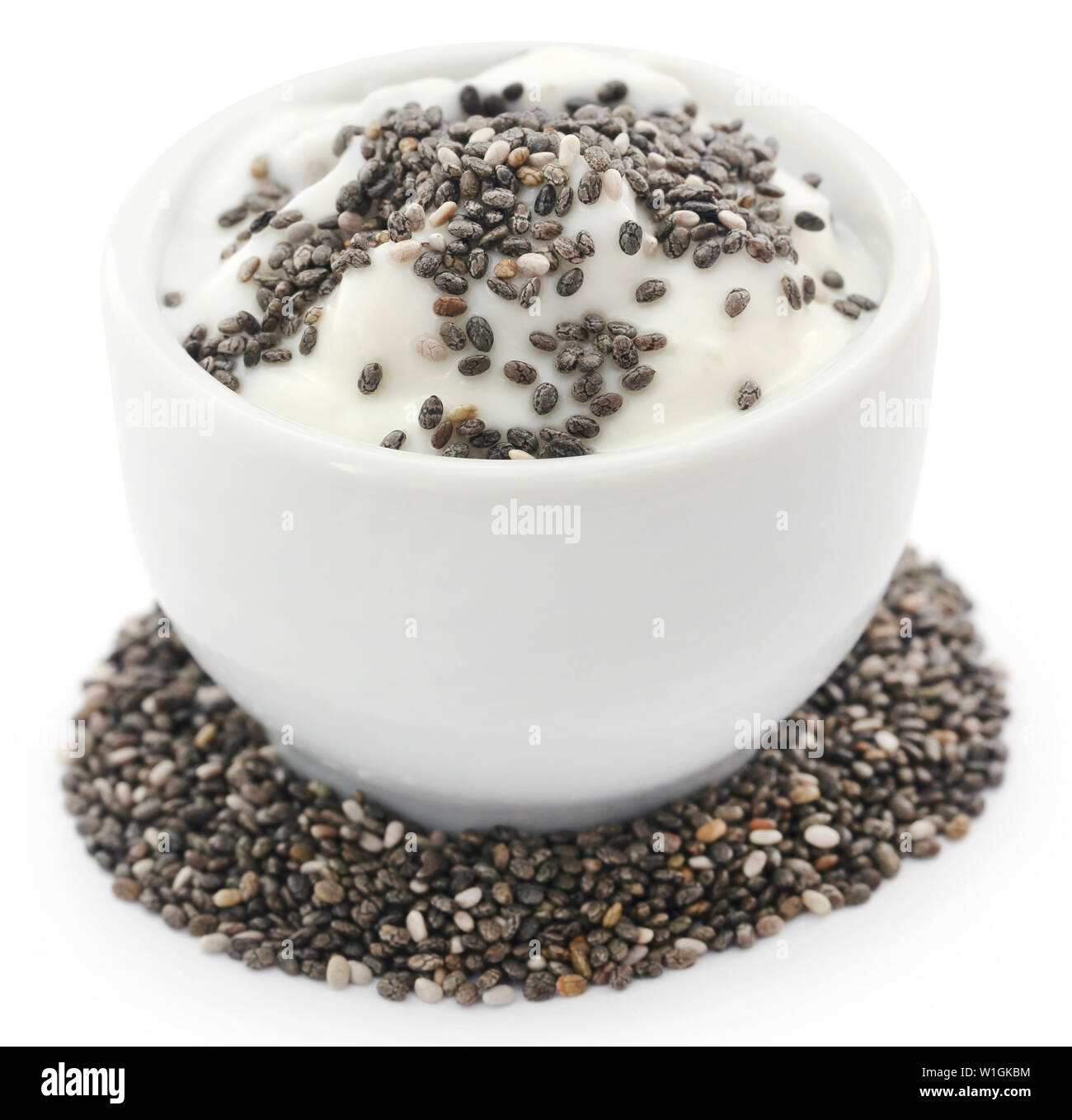 Yogurt with chia seeds a healthy breakfast and superfood Stock Photo ...