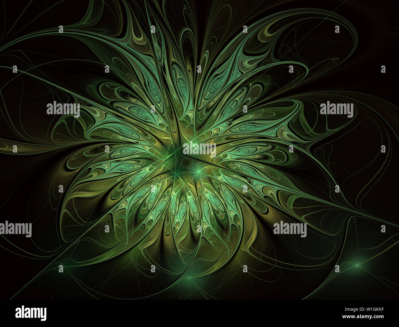Fabulous fractal pattern in blue. Digital fractal art. Smooth blue ...