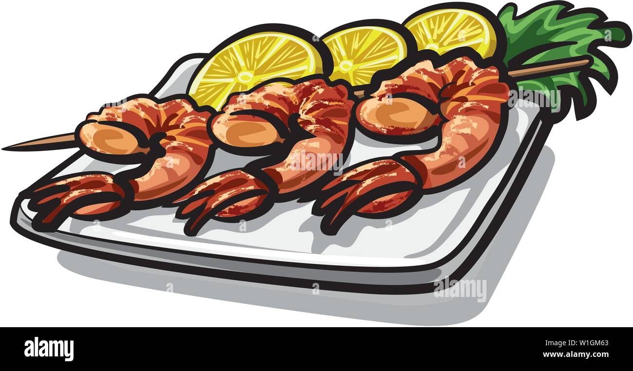 Gourmet food grilled fish Stock Vector Images - Alamy
