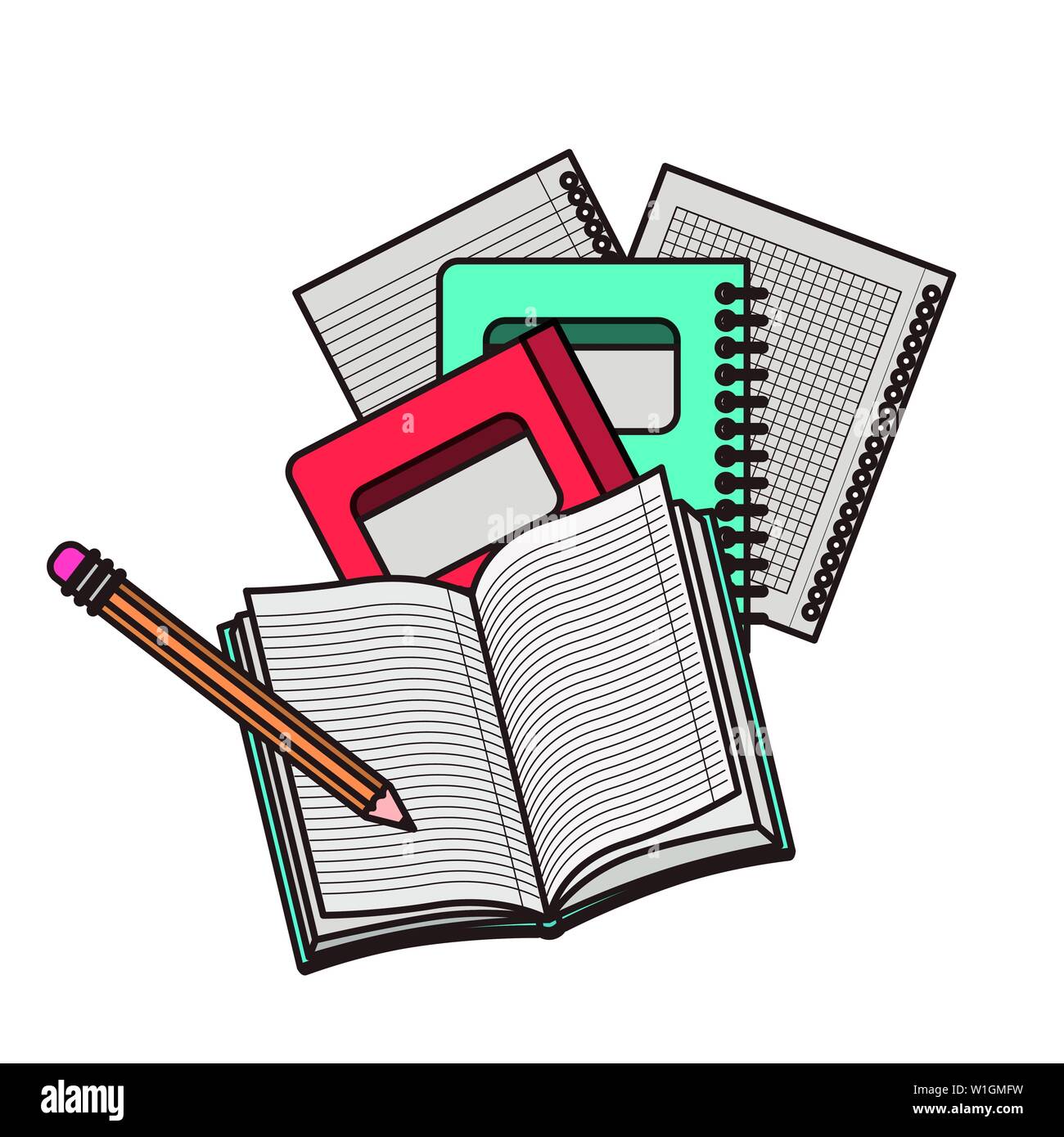 book of school open with white background Stock Vector Image & Art - Alamy