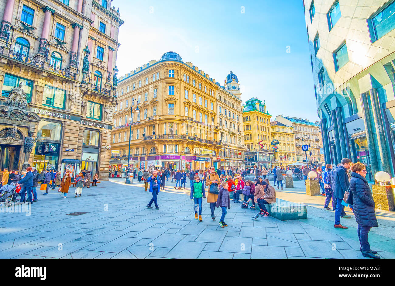 VIENNA, AUSTRIA - FEBRUARY 18, 2019: The small Stock in Eisen Platz ...