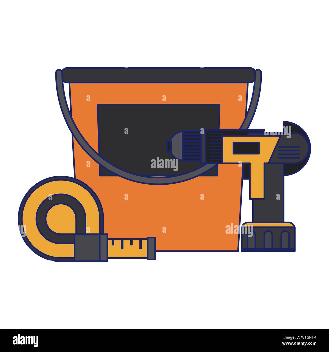 Construction tools and repair equipment blue lines Stock Vector Image ...