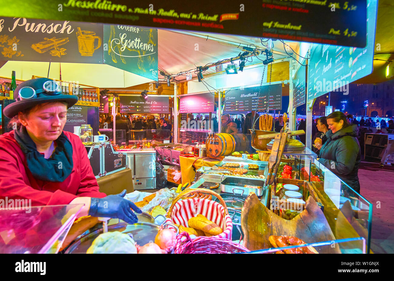 VIENNA, AUSTRIA - FEBRUARY 18, 2019: The merchant of traditional ...