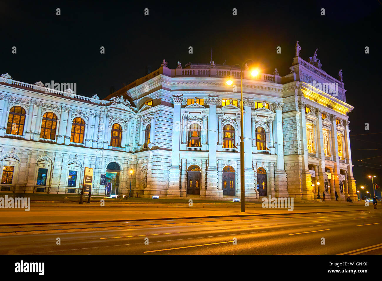 VIENNA, AUSTRIA - FEBRUARY 18, 2019: The bright illumination of ...