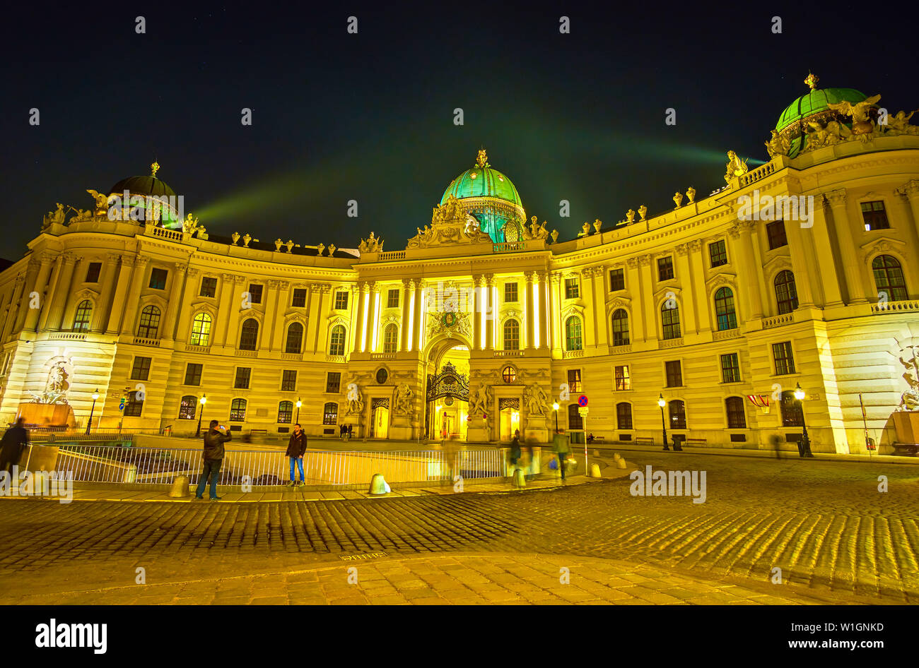 VIENNA, AUSTRIA - FEBRUARY 18, 2019: The small St Michael Square with ...