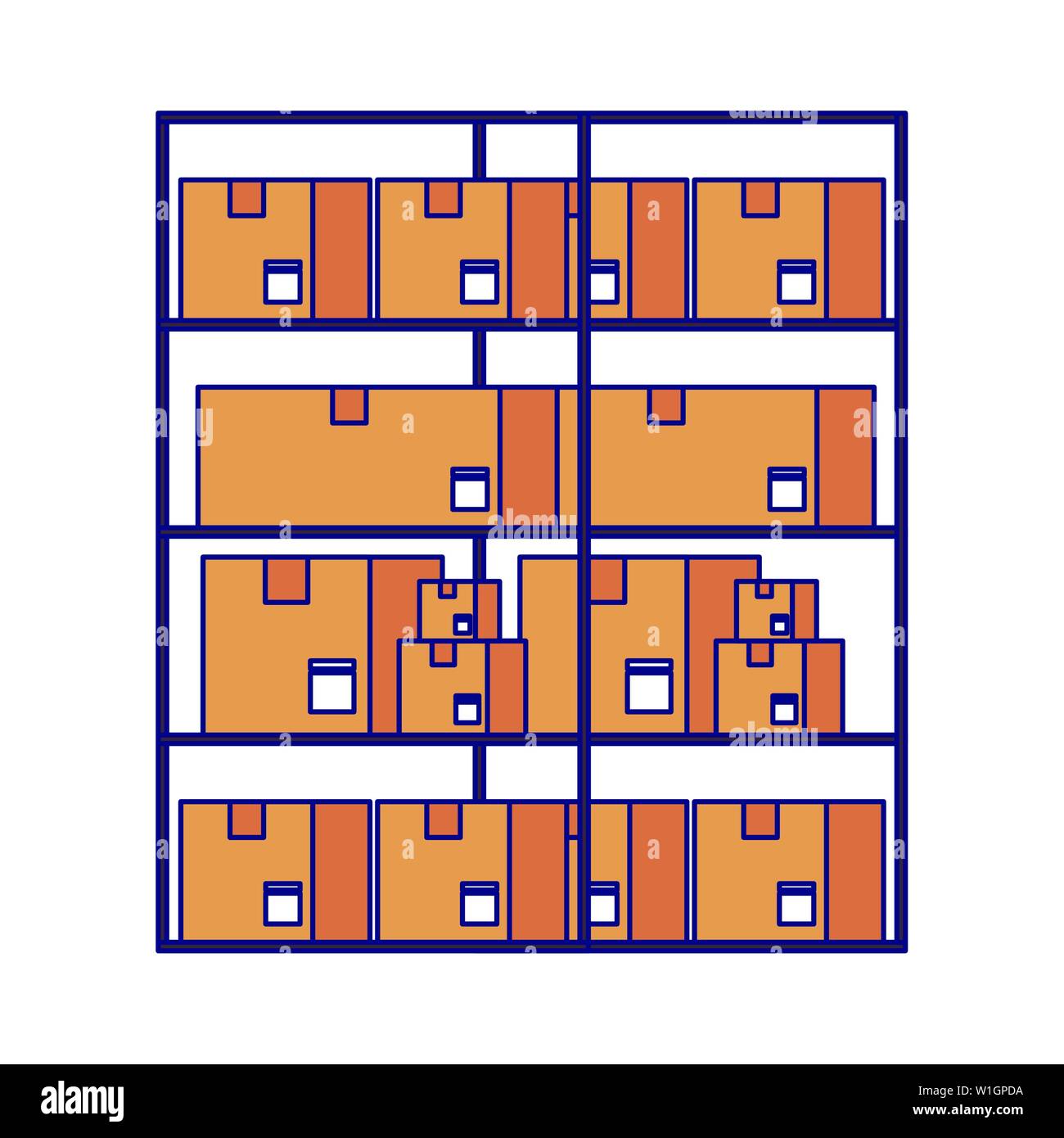 Delivery cardboard boxes in shelf blue lines Stock Vector Image & Art ...