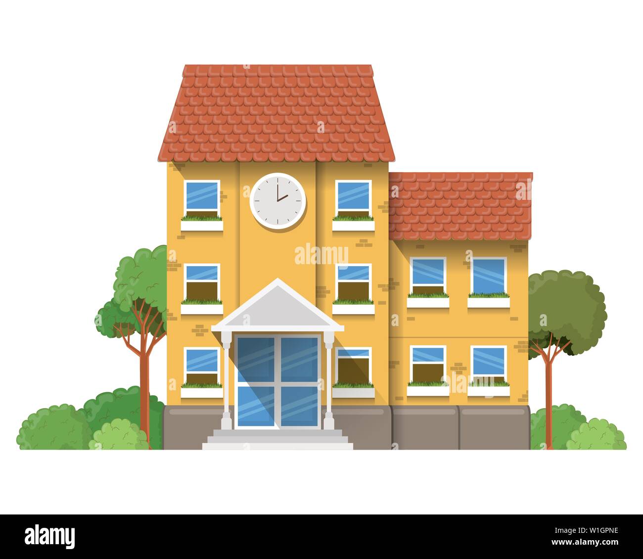 school building of primary with landscape Stock Vector Image & Art - Alamy