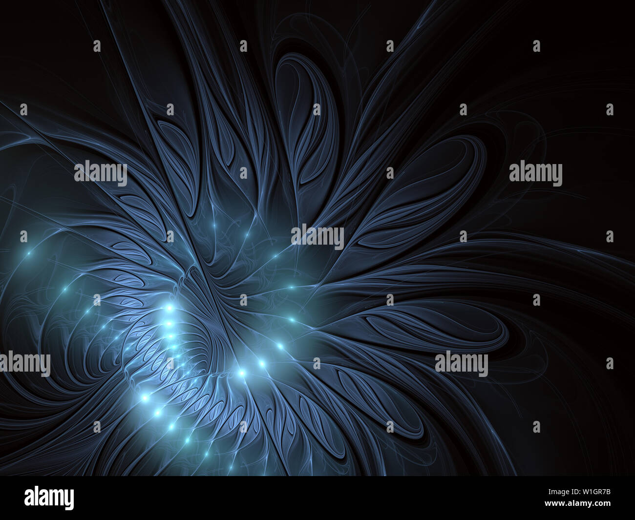 Fabulous fractal pattern in blue. Digital fractal art. Smooth blue ...