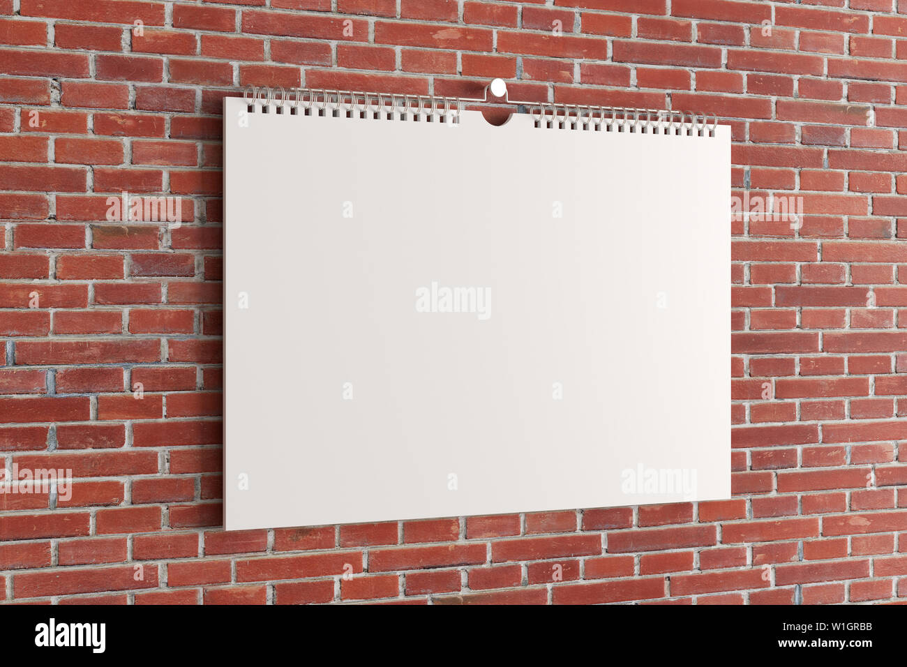 Blank horizontal calendar mock up on the brick wall. 3d illustration ...