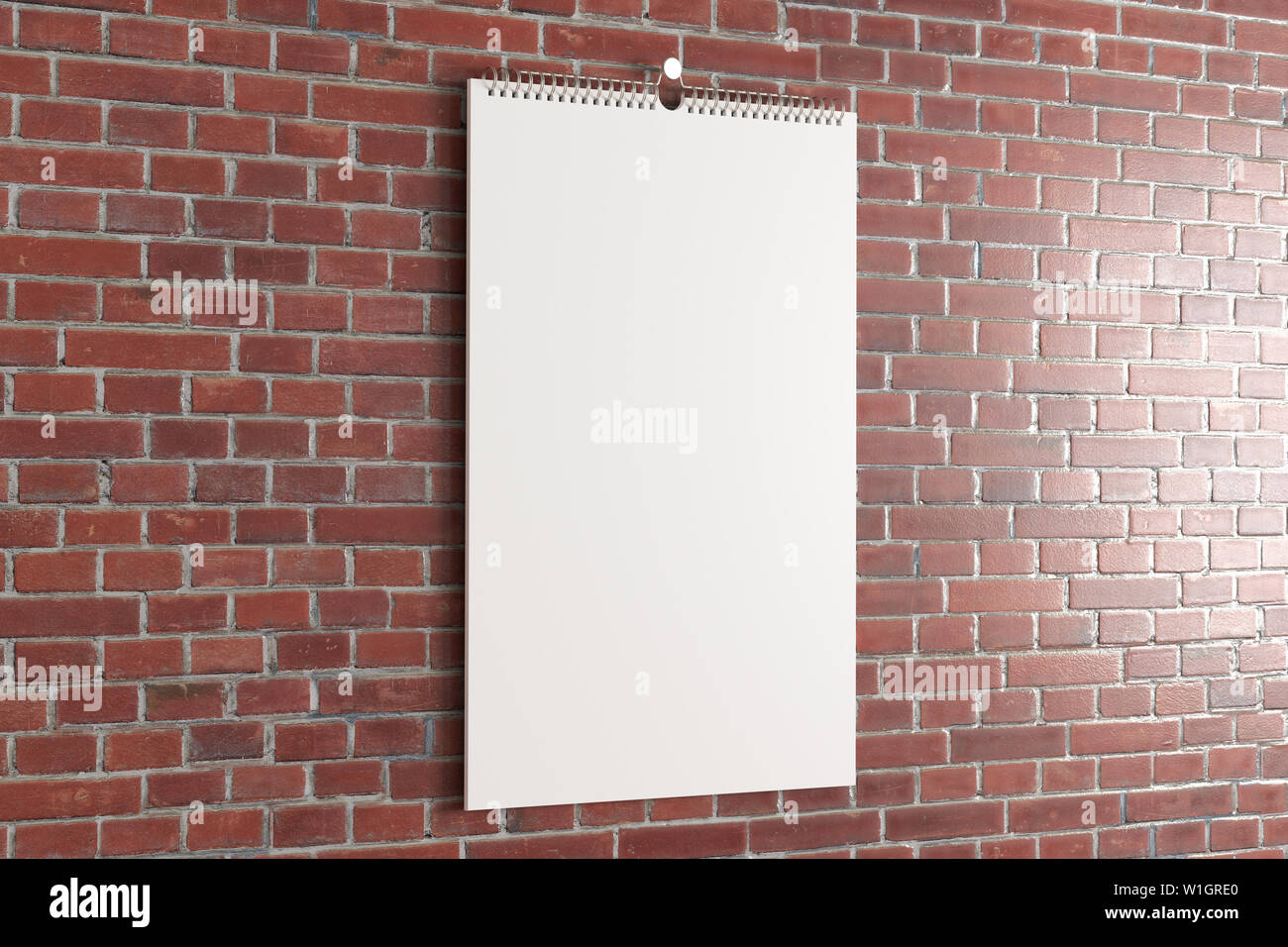 Blank vertical calendar mock up on the brick wall. 3d illustration ...