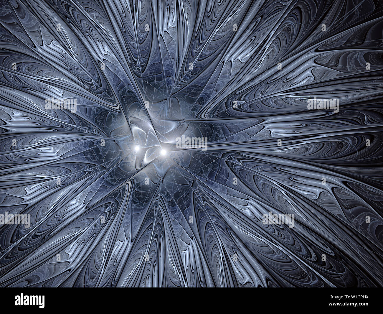Fabulous fractal pattern in blue. Digital fractal art. Smooth blue ...