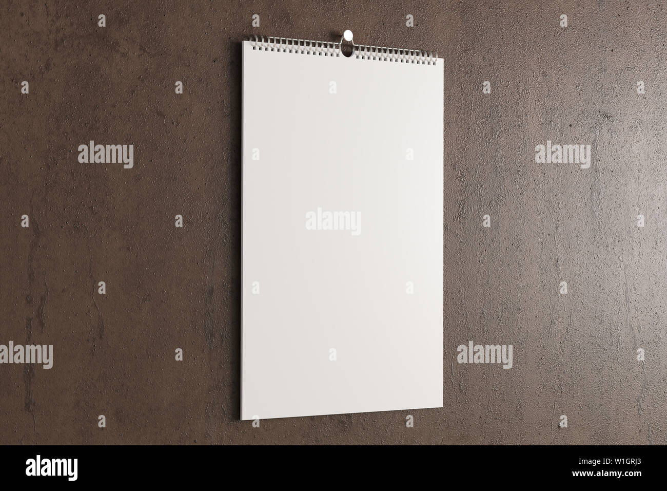 Blank calendar mock up on the brown concrete wall. 3d illustration ...