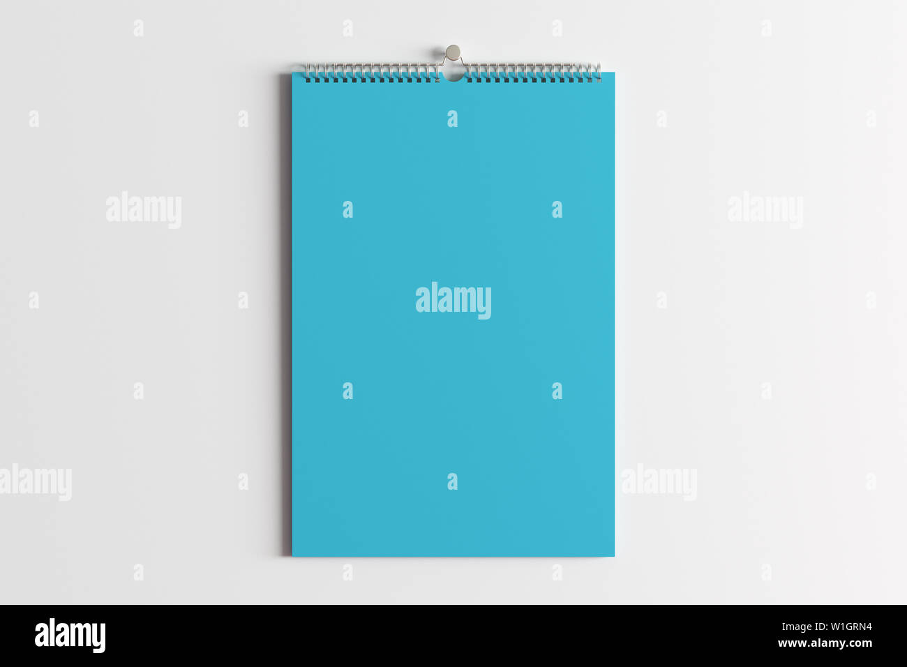 Blank cyan calendar mock up on the white wall. 3d illustration Stock ...