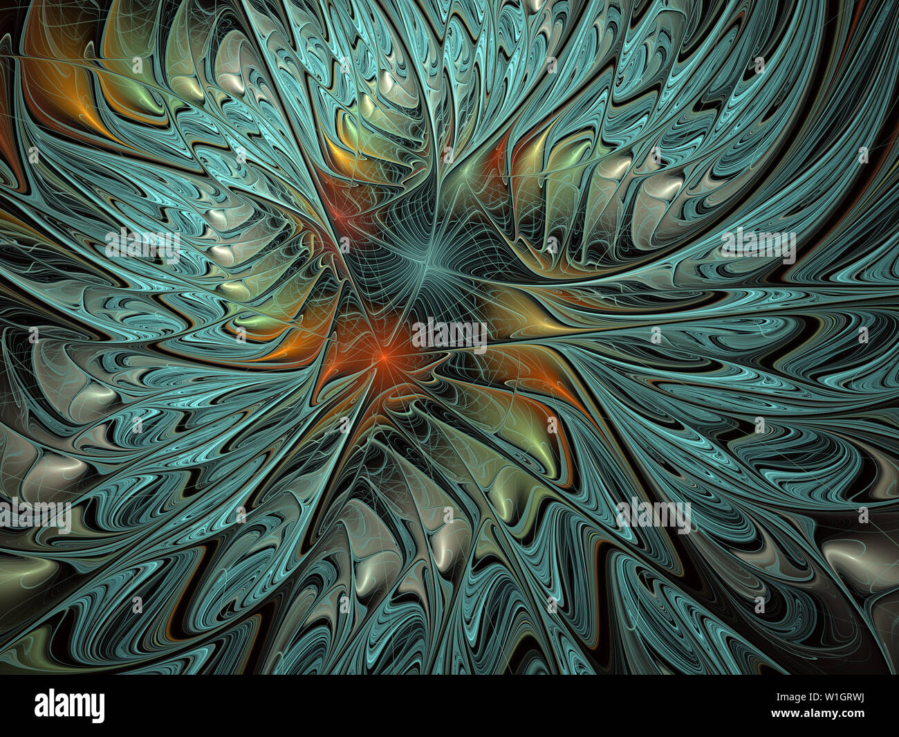 Fabulous fractal pattern in blue. Digital fractal art. Smooth blue ...