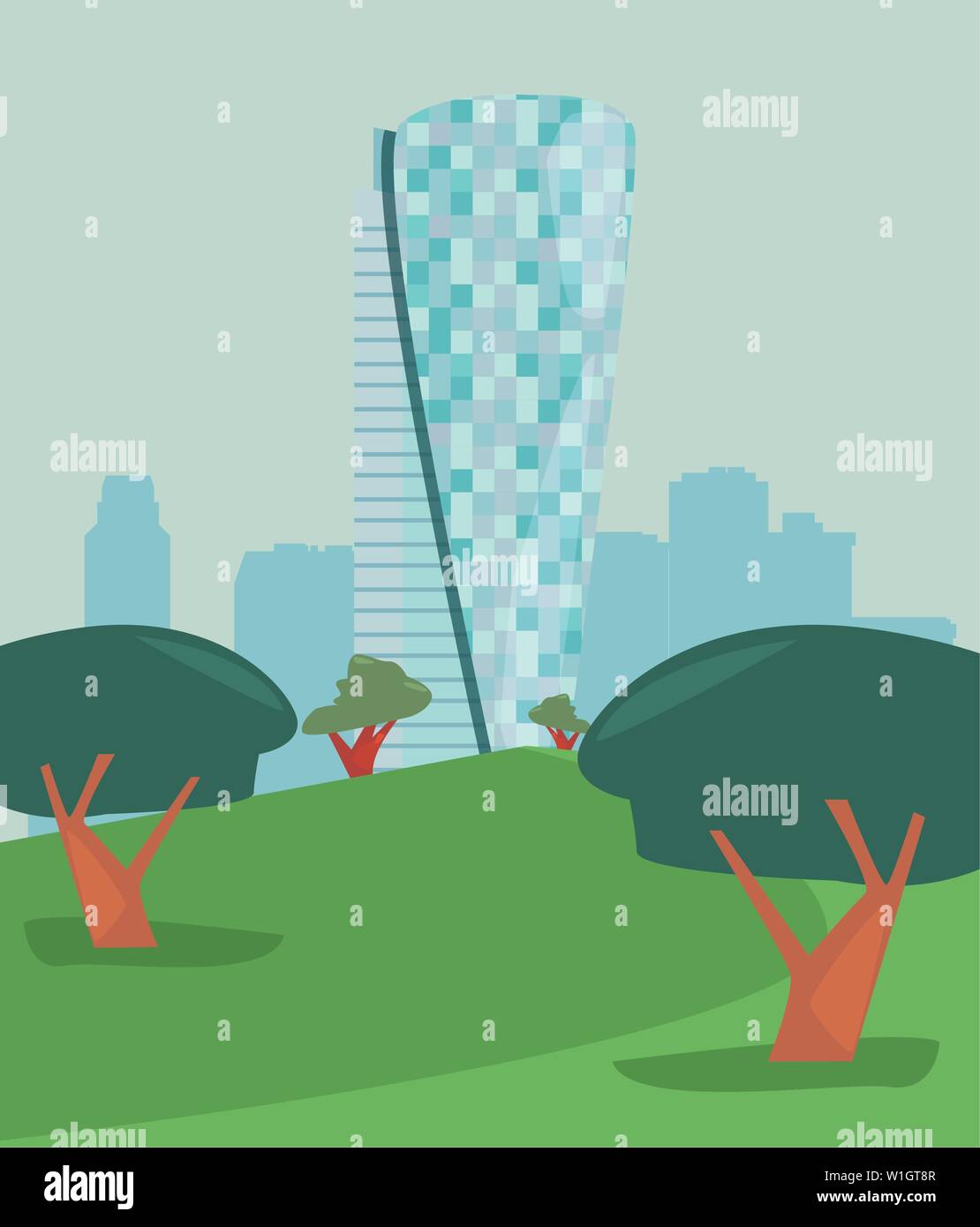 high building city park panorama vector illustration Stock Vector Image ...