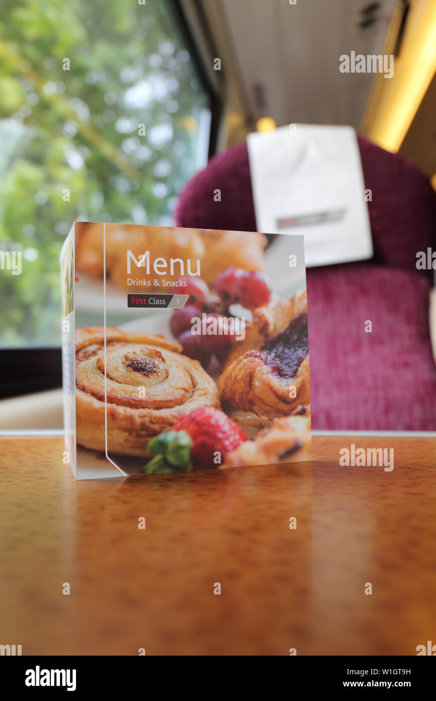 cross country trains first class menu Stock Photo - Alamy