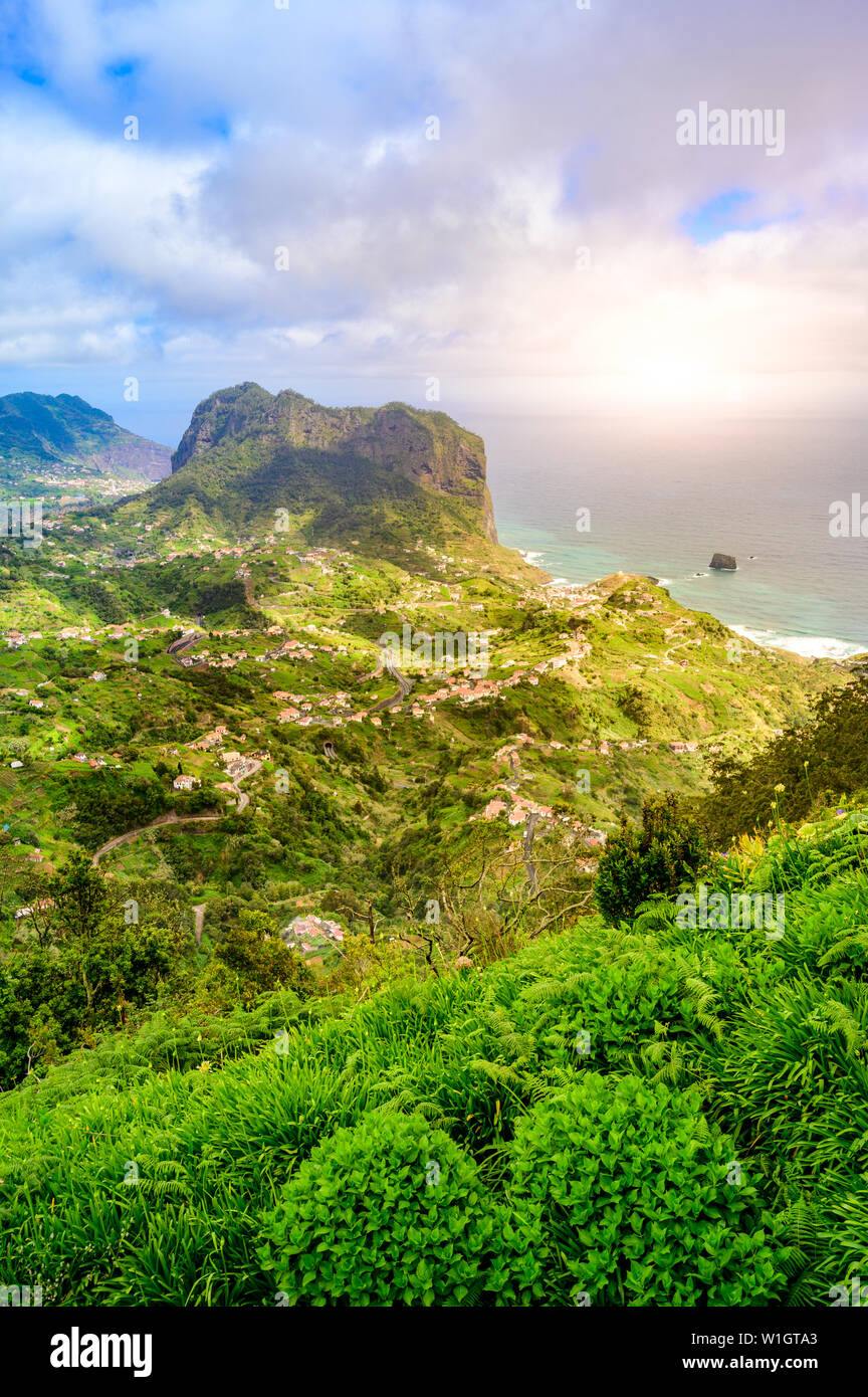 Landscape scenery from Portela Viewpoint - Porto da Cruz at beautiful ...