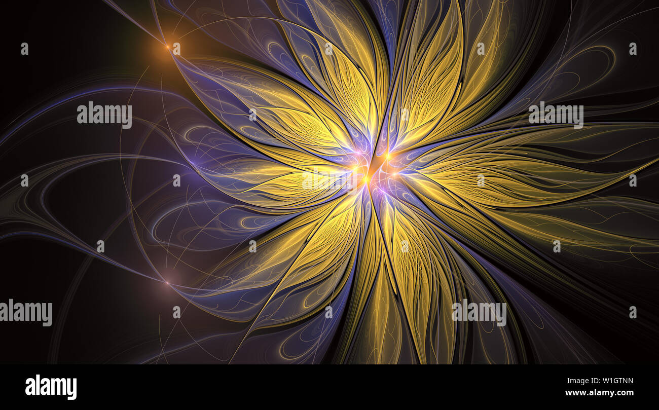 Fantasy artistic flower with lighting effect. Beautiful shin ...