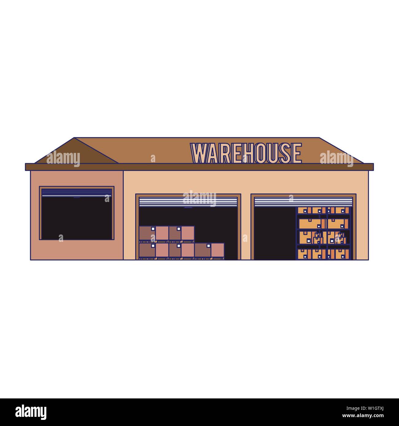 Modern industrial warehouse inside Cut Out Stock Images & Pictures - Alamy
