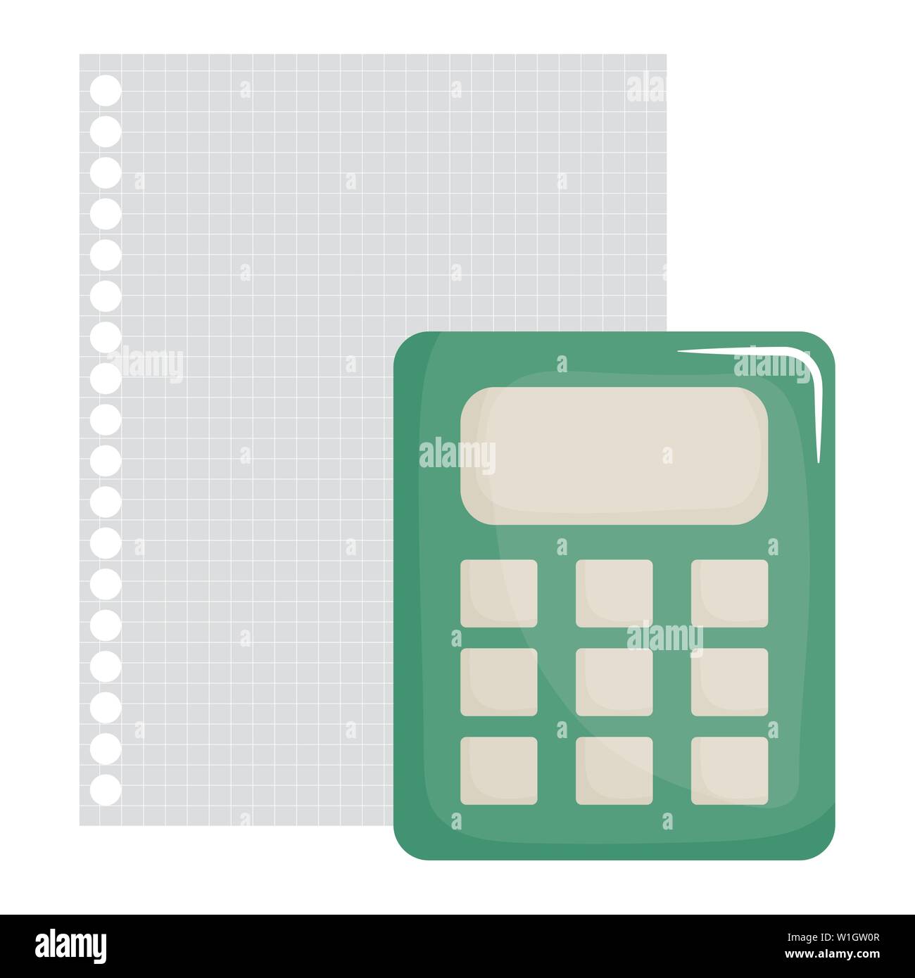 sheet of notebook paper with calculator vector illustration design ...