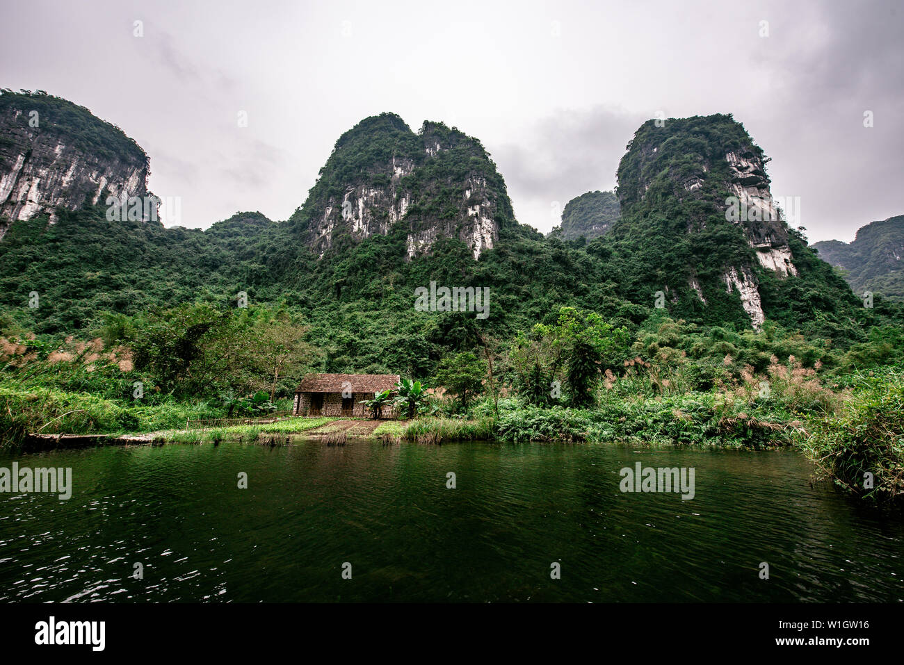 Boat cave tour in Trang An Scenic Landscape formed by karst towers and ...