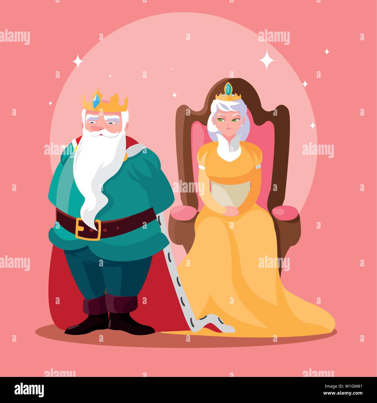 king and queen fairytale magical avatar character vector illustration ...