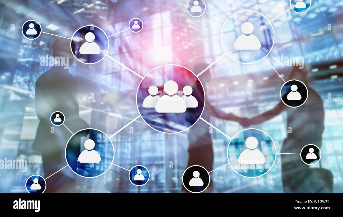 HR - Human resources management concept on blurred business center ...
