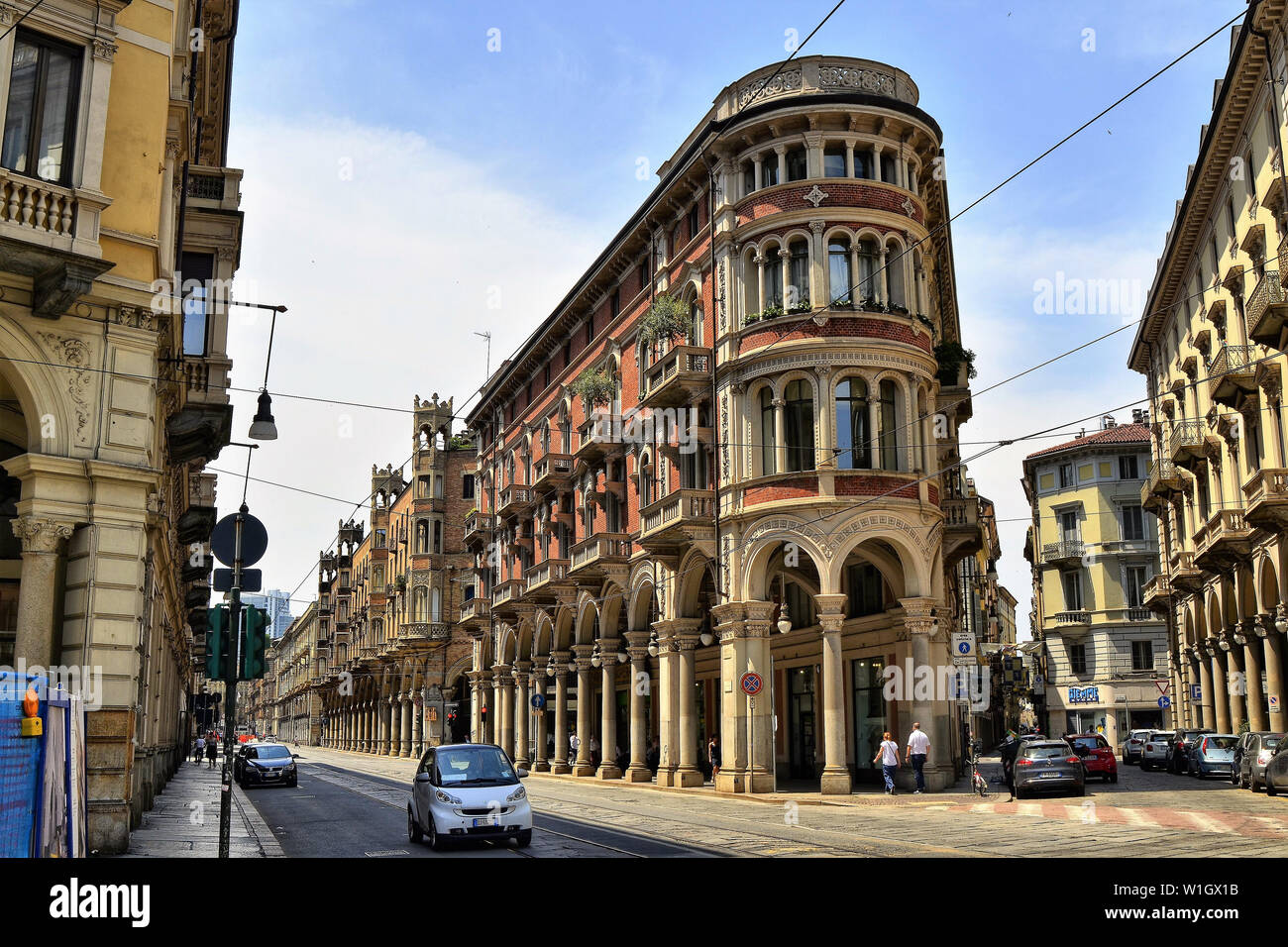 Turin, Piedmont, Italy. June 2019. In the historic center, via Pietro ...