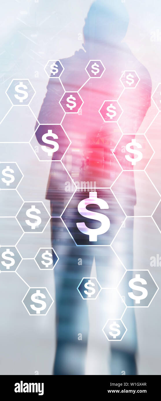 Vertical Panorama Banner. Dollars icons, money network structure. ICO ...