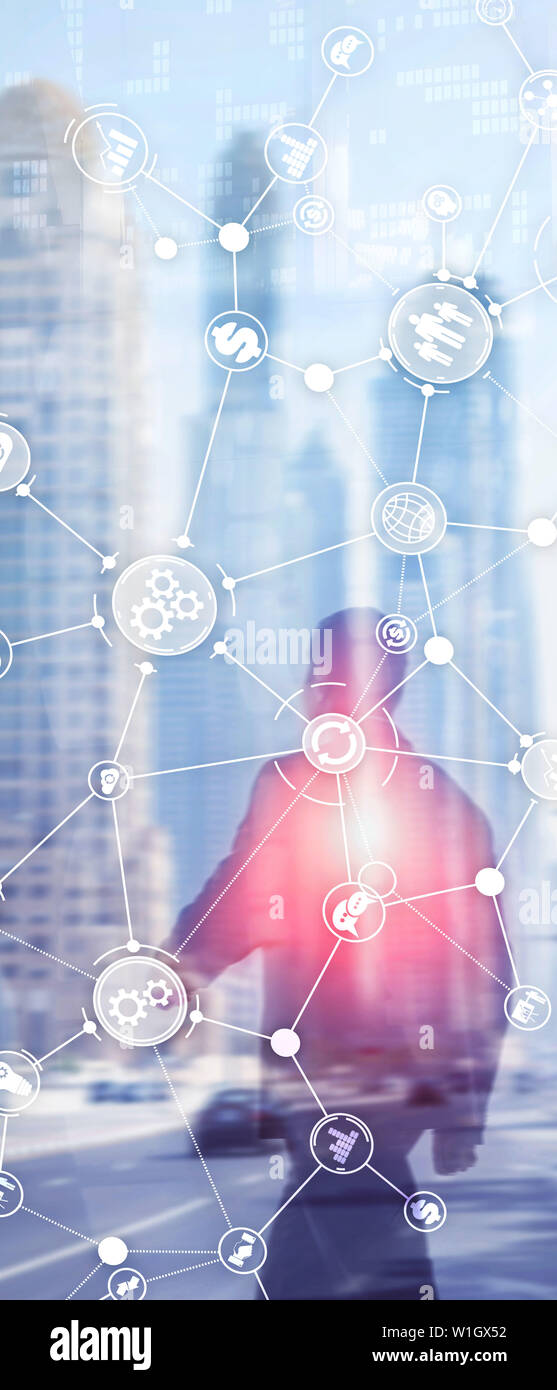 Vertical Panorama Banner. Business process structure industrial ...