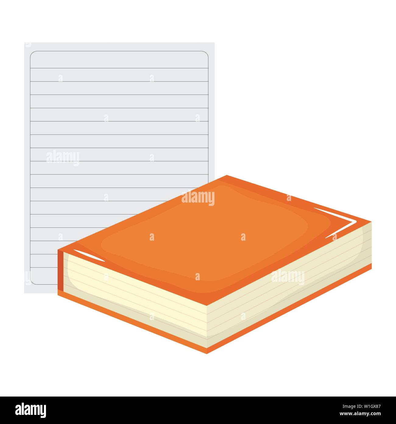 sheet of notebook paper with book vector illustration design Stock ...