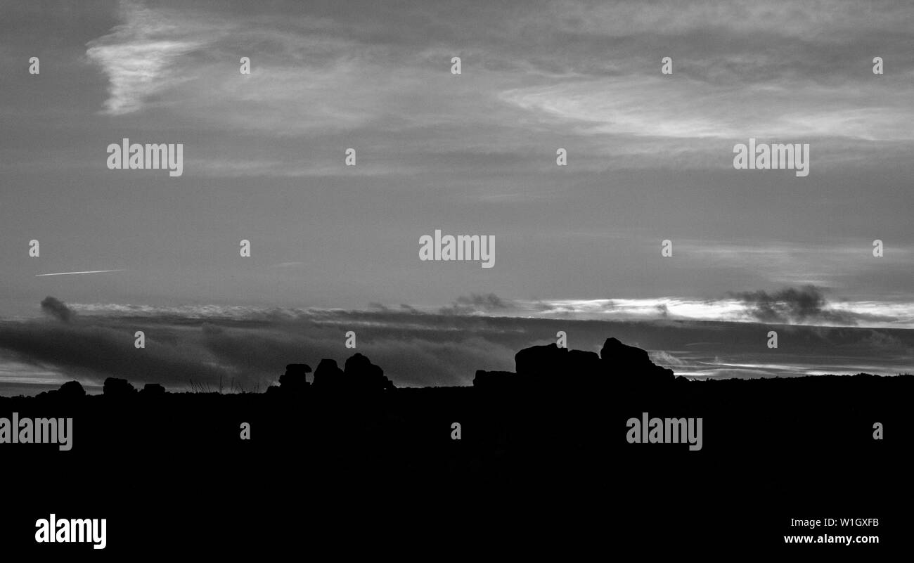 sky monochrome dawn sunset landscape Stock Photo - Alamy