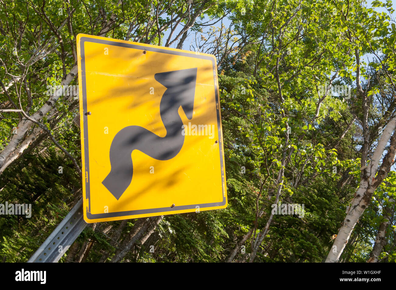Twisty road warning sign hi-res stock photography and images - Alamy