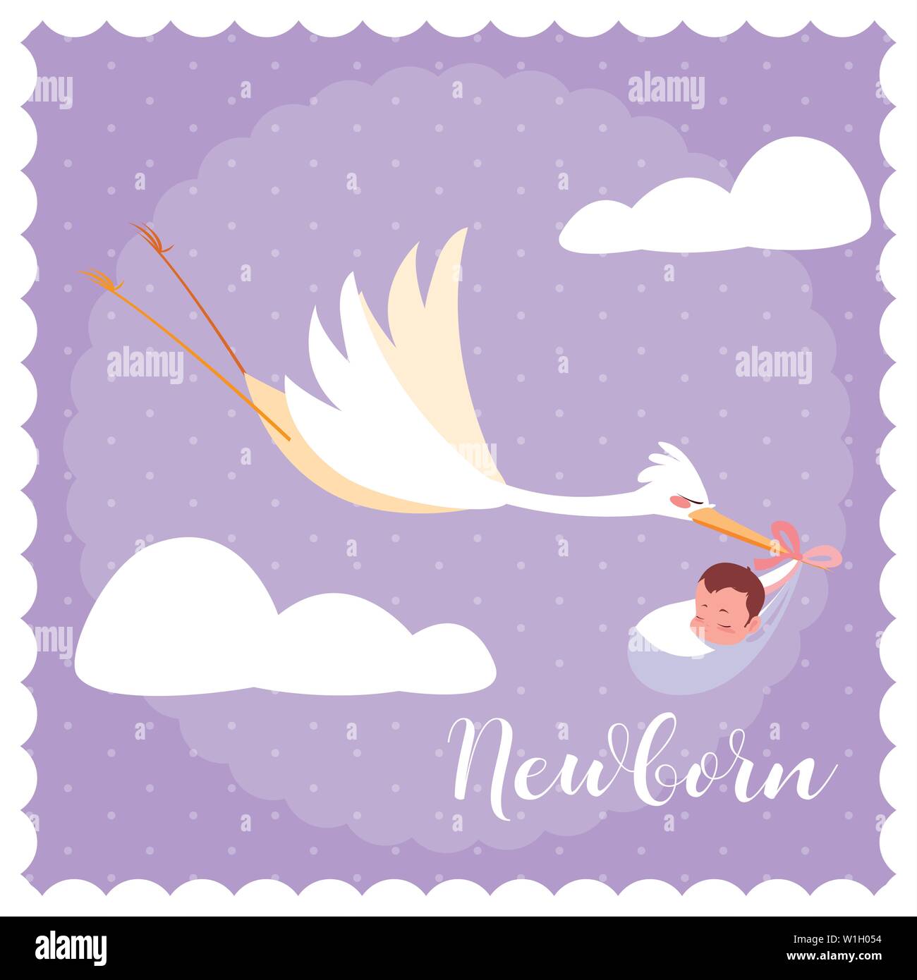 Purple Baby Girl Stork