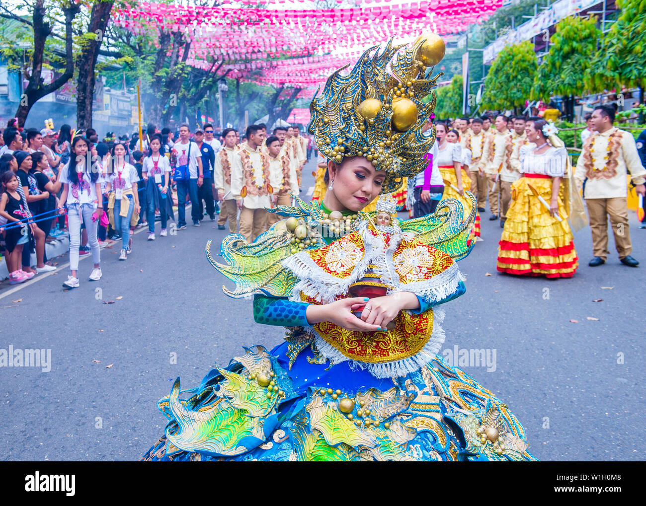 CEBU CITY , PHILIPPINES - JAN 20 : Participants in the Sinulog festival ...