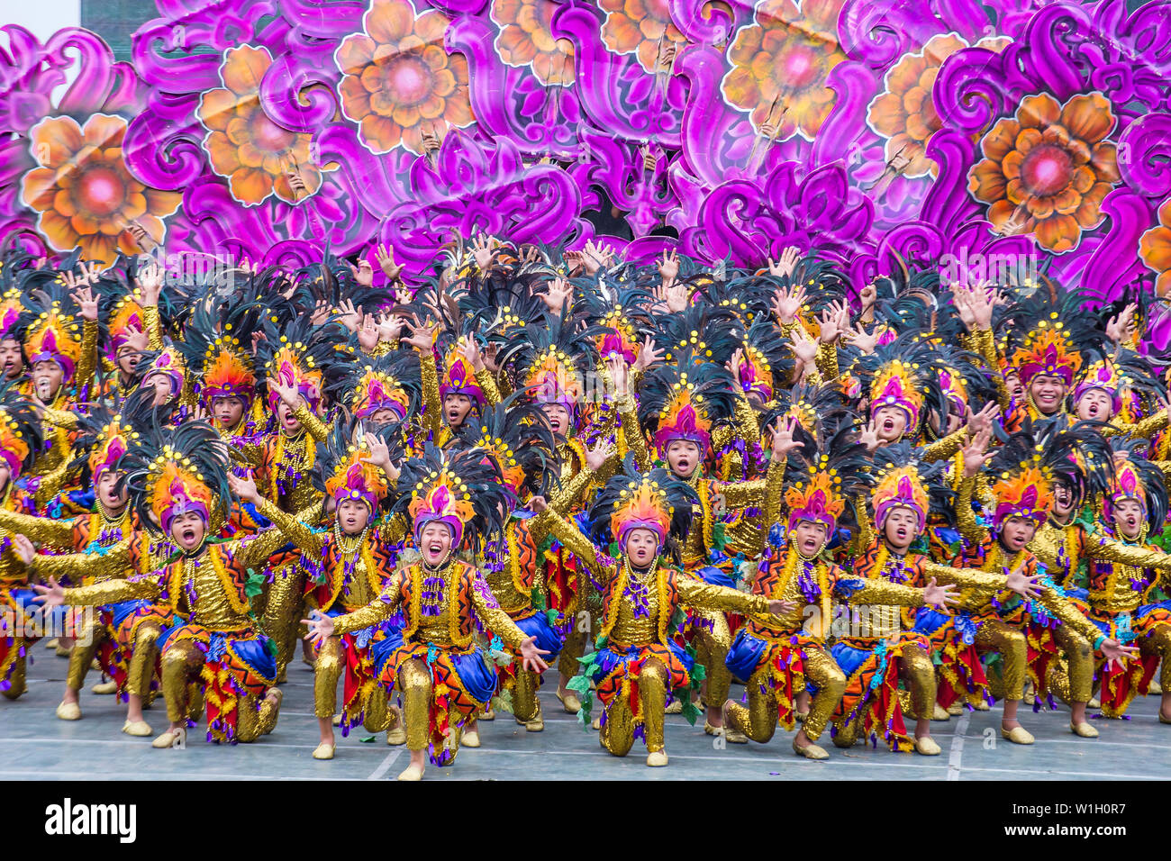 CEBU CITY , PHILIPPINES - JAN 21 : Participants in the Sinulog festival ...