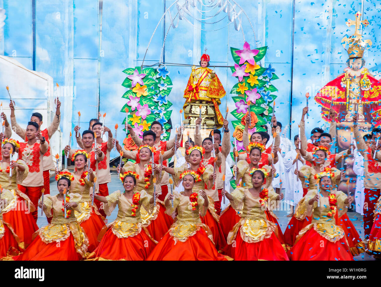 CEBU CITY , PHILIPPINES - JAN 21 : Participants in the Sinulog festival ...