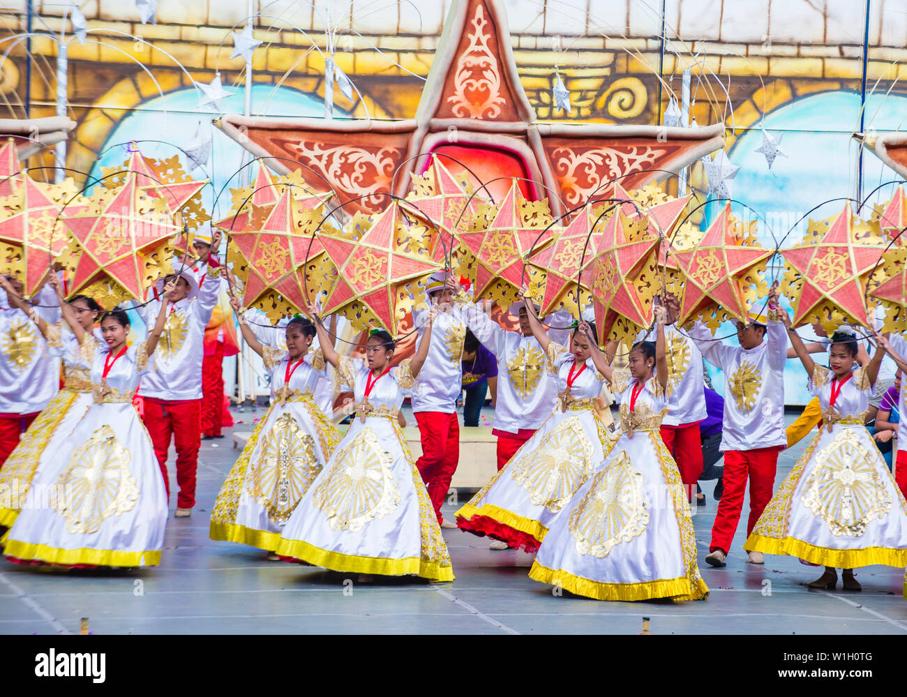 CEBU CITY , PHILIPPINES - JAN 21 : Participants in the Sinulog festival ...