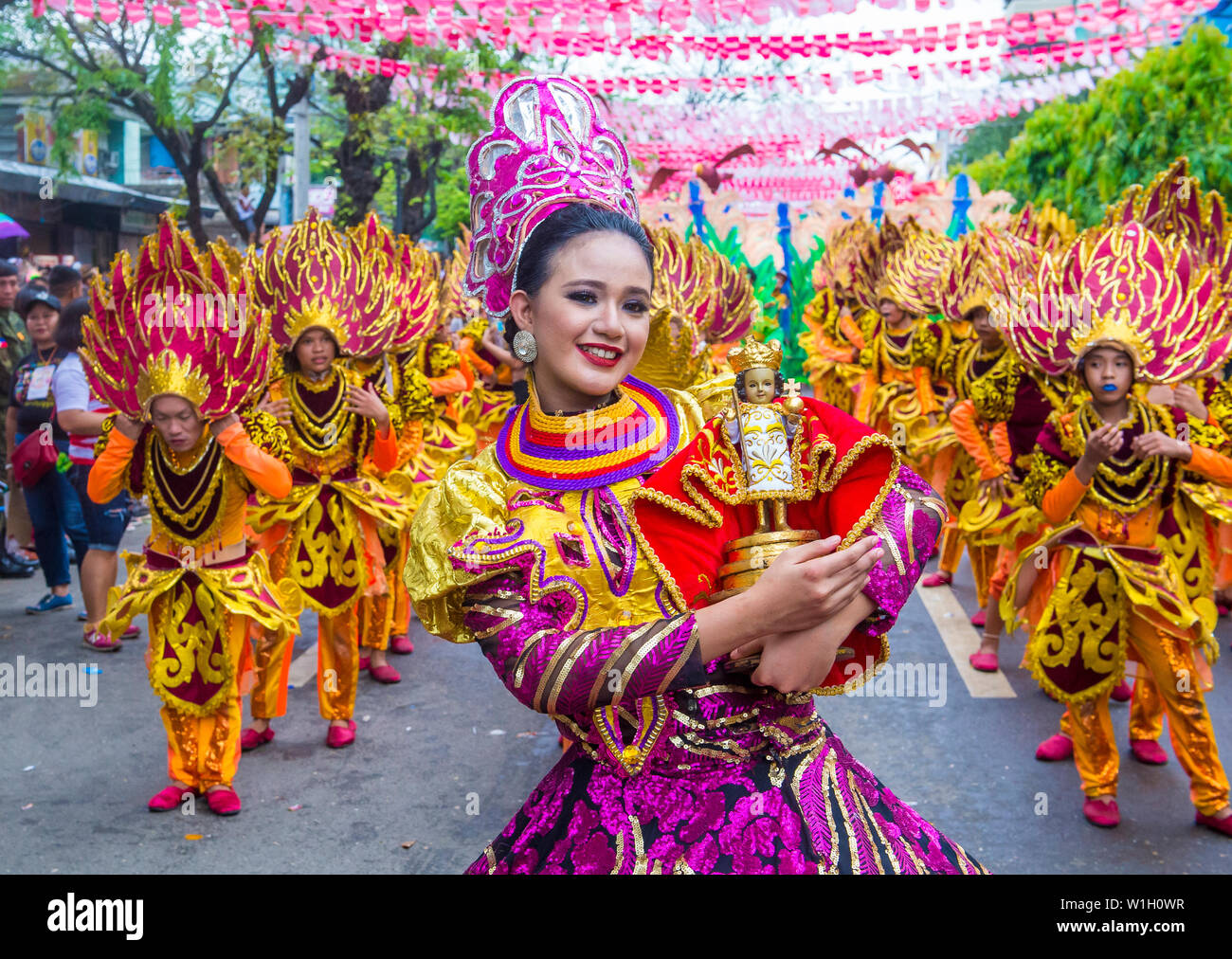 CEBU CITY , PHILIPPINES - JAN 21 : Participants in the Sinulog festival ...
