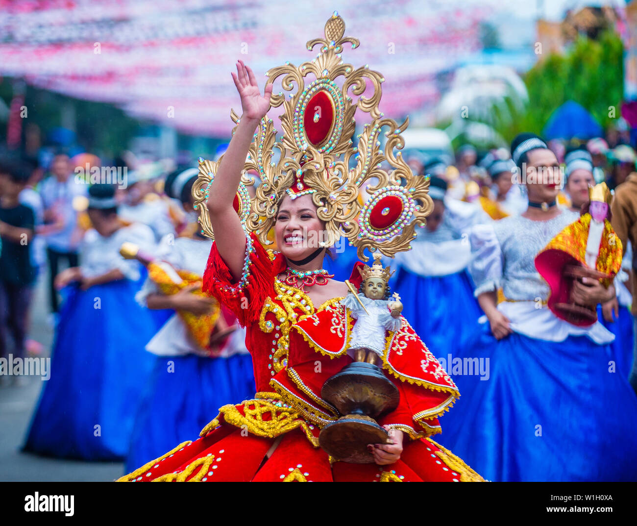 CEBU CITY , PHILIPPINES - JAN 20 : Participants in the Sinulog festival ...