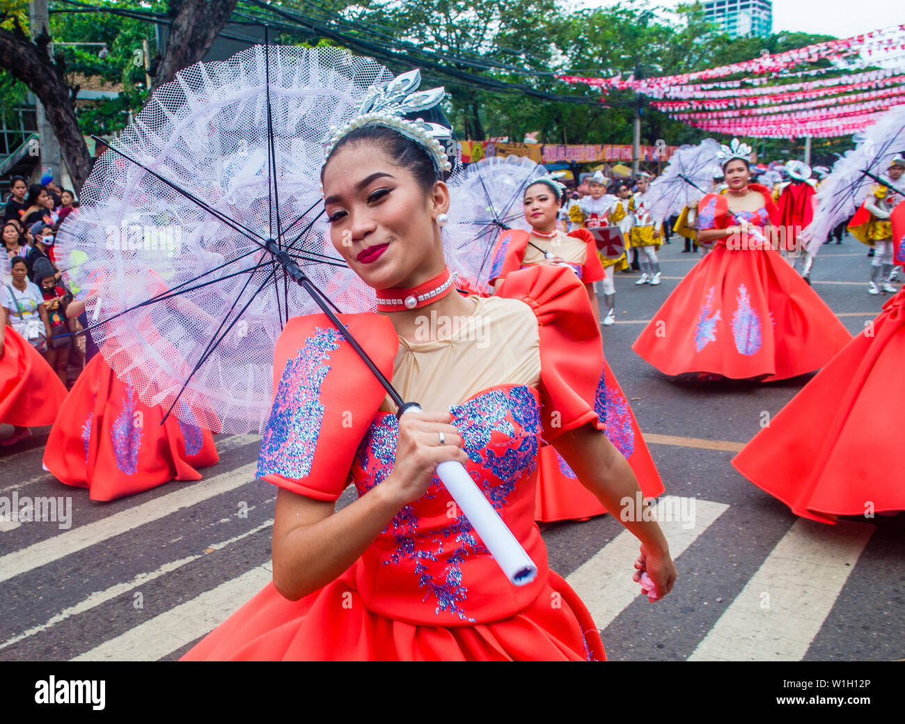 CEBU CITY , PHILIPPINES - JAN 20 : Participants in the Sinulog festival ...