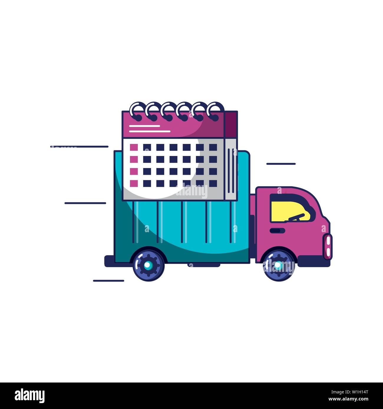 vehicle truck transport and calendar reminder vector illustration ...