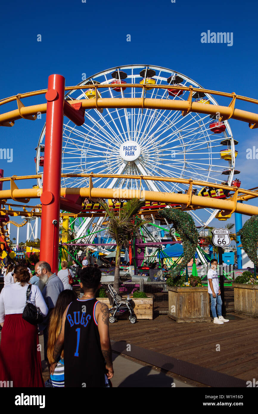 Pacific Park amusement park in Santa Monica Pier, Los Angeles ...