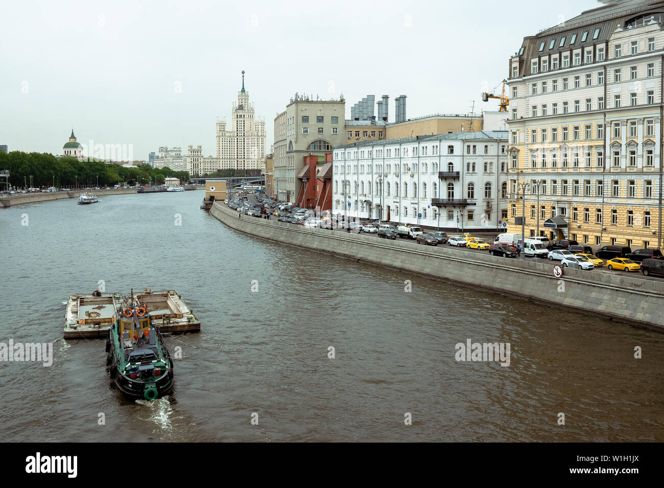 Moscow, Russia - 15.05.18 : Stalin skyscraper on the background of the ...