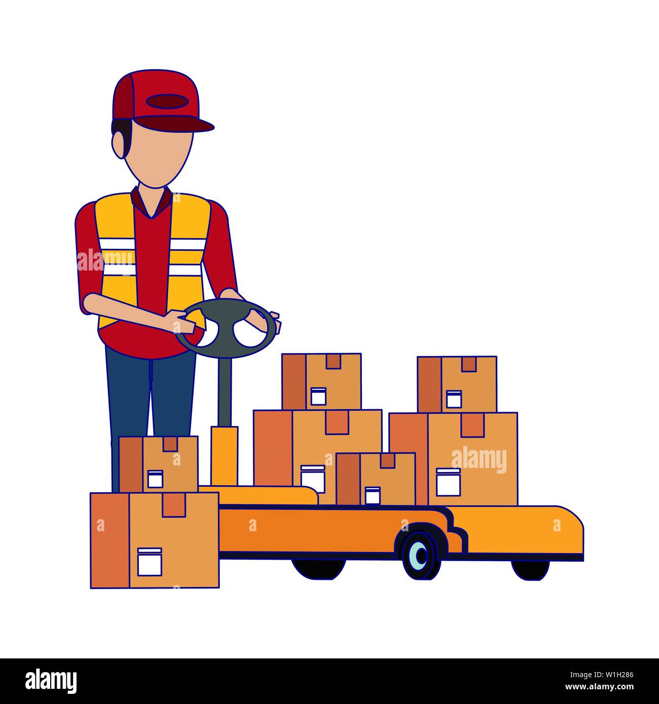 Warehouse worker logistics job concept blue lines Stock Vector Image ...